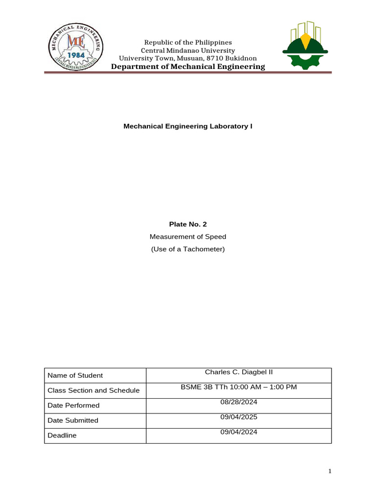 Plate No. 2 - Measurement of Speed | PDF