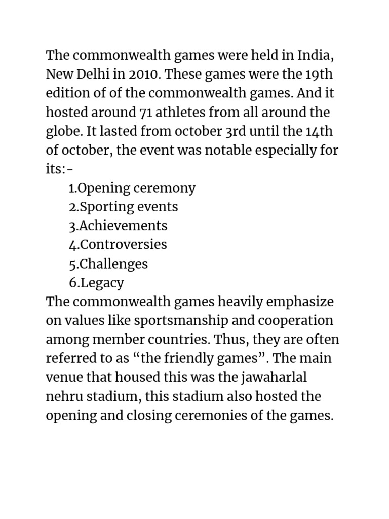 Commonwealth Games | PDF | International Sports Competitions | Sports & Recreation