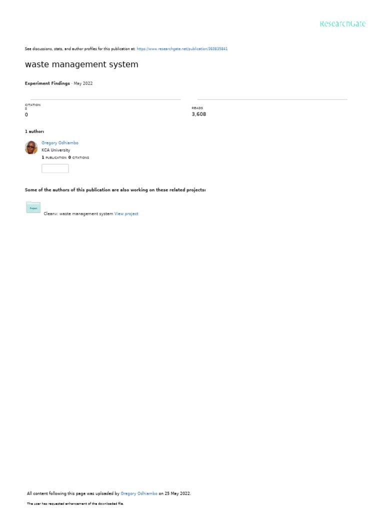 Waste Management System: Experiment Findings | PDF