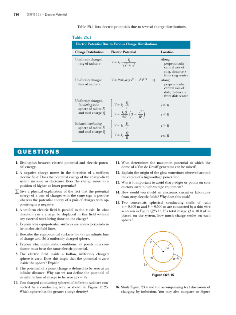 Electric Potential Short Questions | PDF