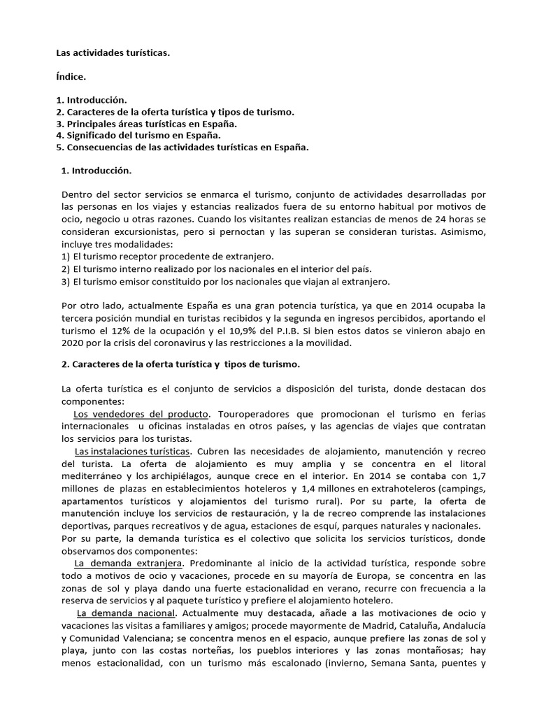 Actividades Turã Sticas. | PDF