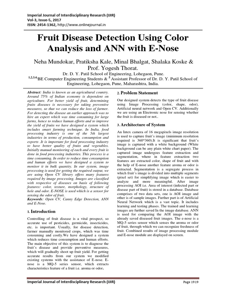 Fruit Disease Detection Using Color Anal Pdf