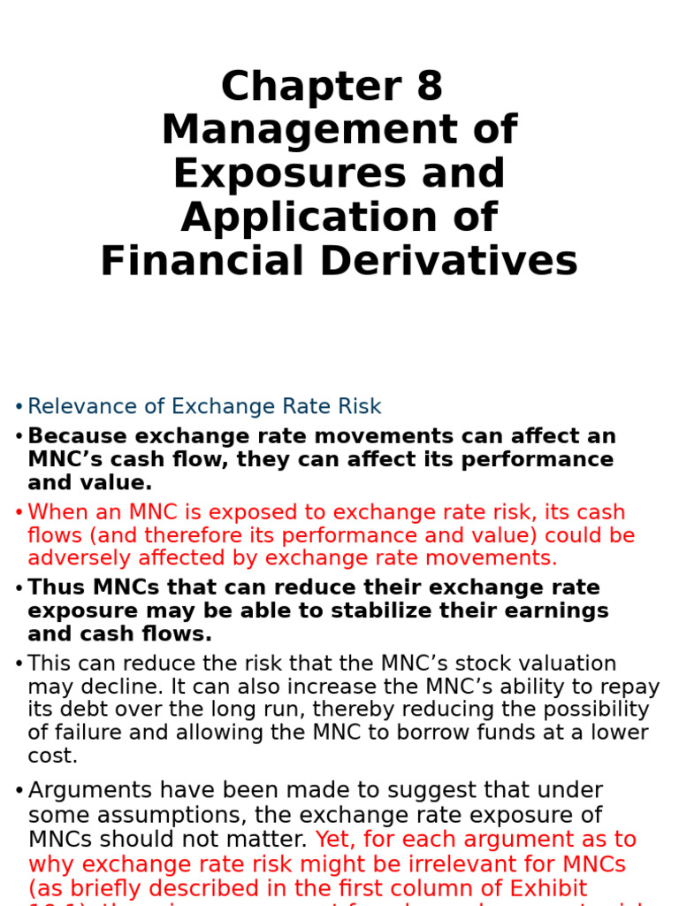 Chapter 8 Management of Exposures and Application of Financial Derivatives | PDF