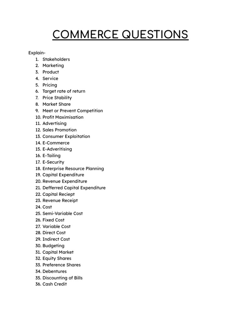 Commerce Questions | PDF