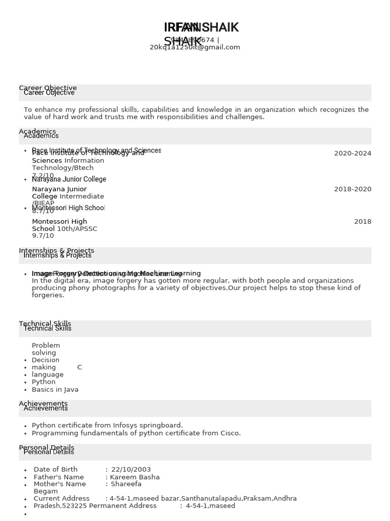 Irfan - Shaik - Resume (2) (1) 3 | PDF