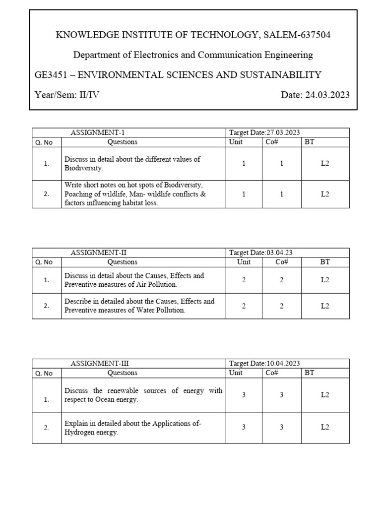 Assignment Ess 2022-2023 | PDF