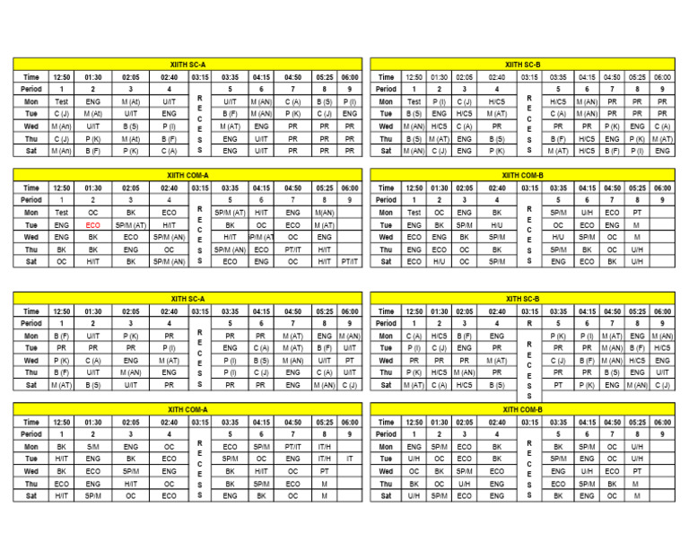 Time Table 24-25 | PDF
