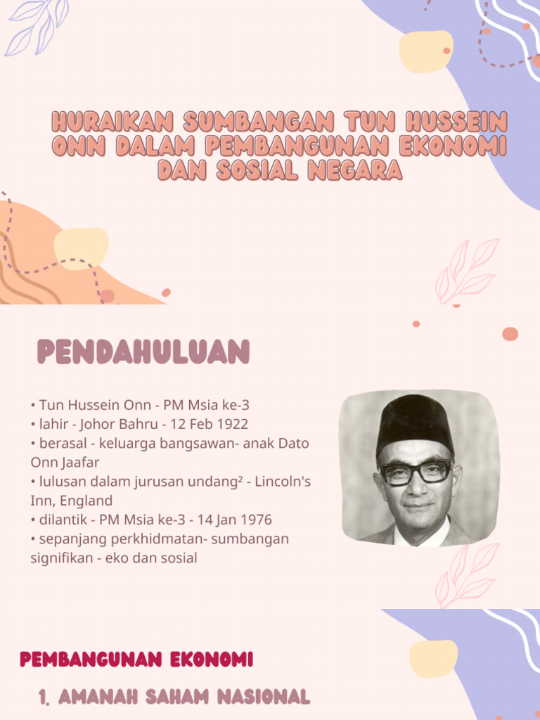 Sumbangan Tun Hussein Onn - Eko Sosial | PDF