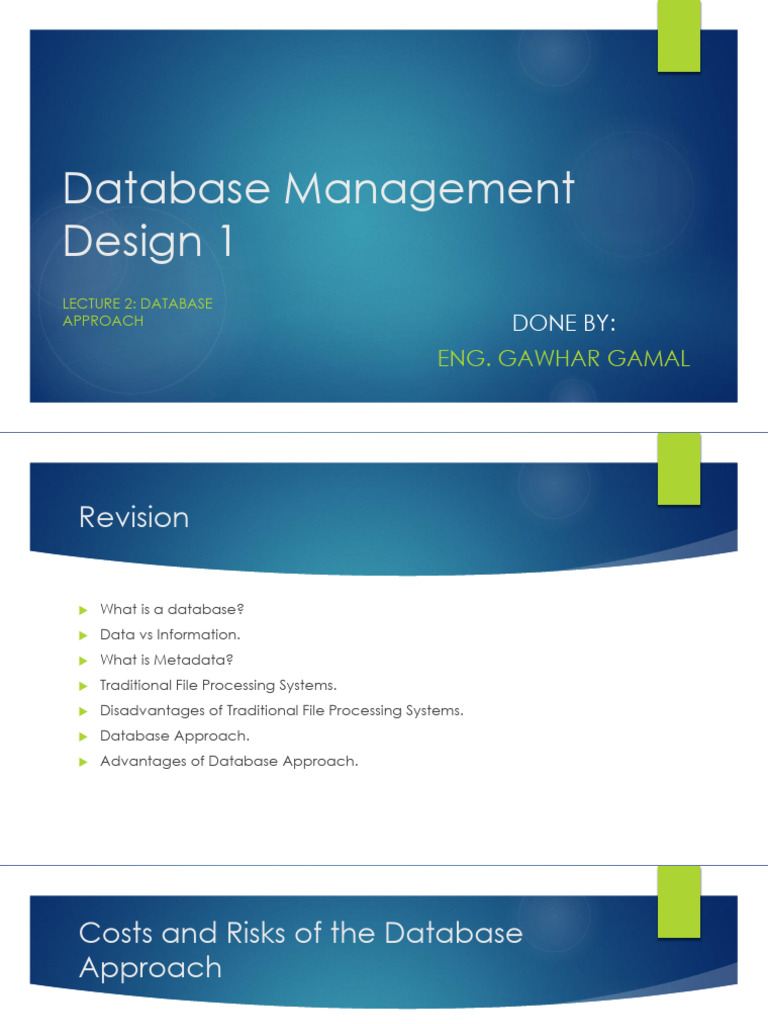 DB Lecture 2. Database Approach | PDF