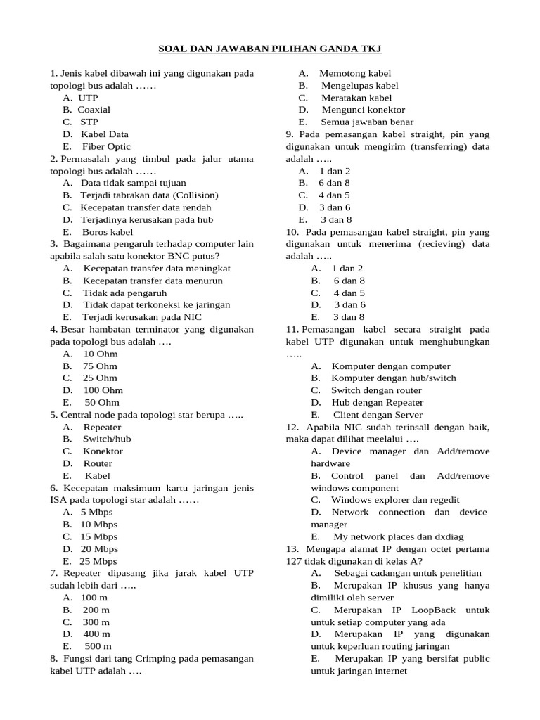 Latihan Soal DPK Kelas X | PDF