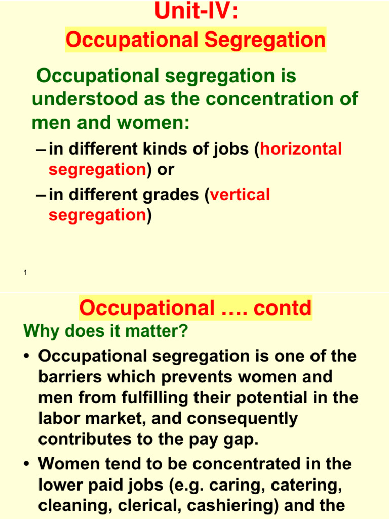 CFW 132 - Lecture 4-Occupational Segregation | PDF