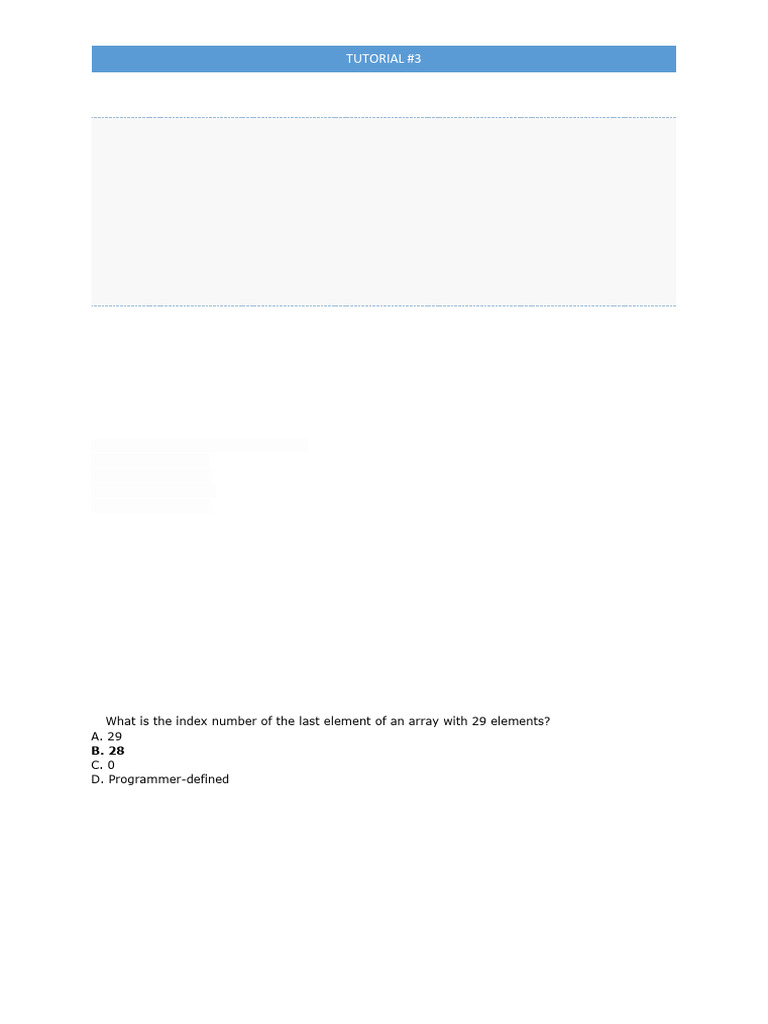 Tutorial3 Array Solutions | PDF