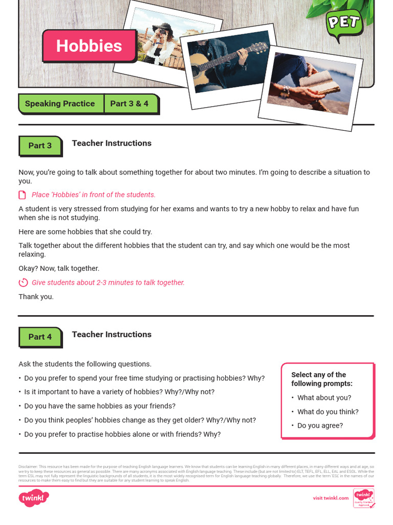 hobbies speaking | PDF