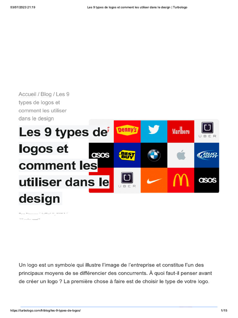 Les 9 Types de Logos Et Comment Les Utiliser Dans - 240329 - 181946 | PDF