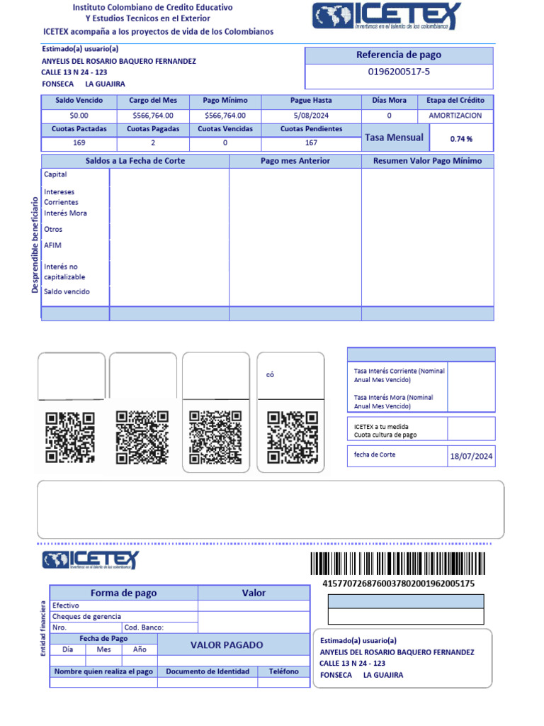 Referencia de Pago: Tasa Mensual | PDF