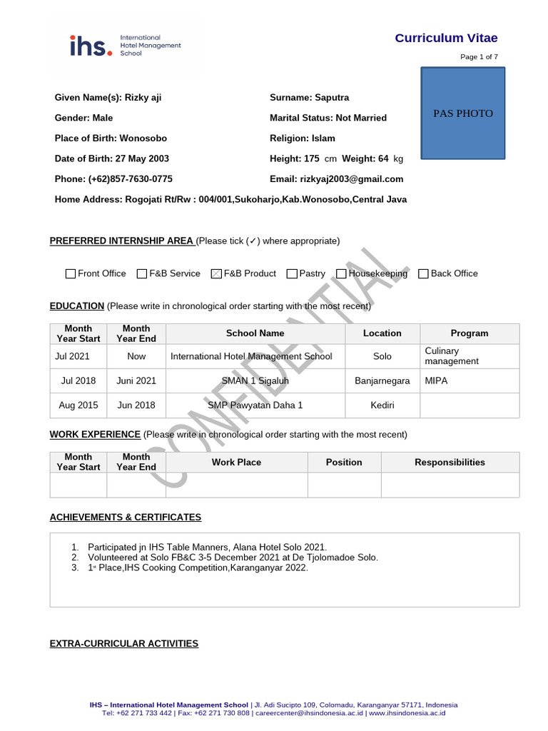CV Template IHS Empty | PDF