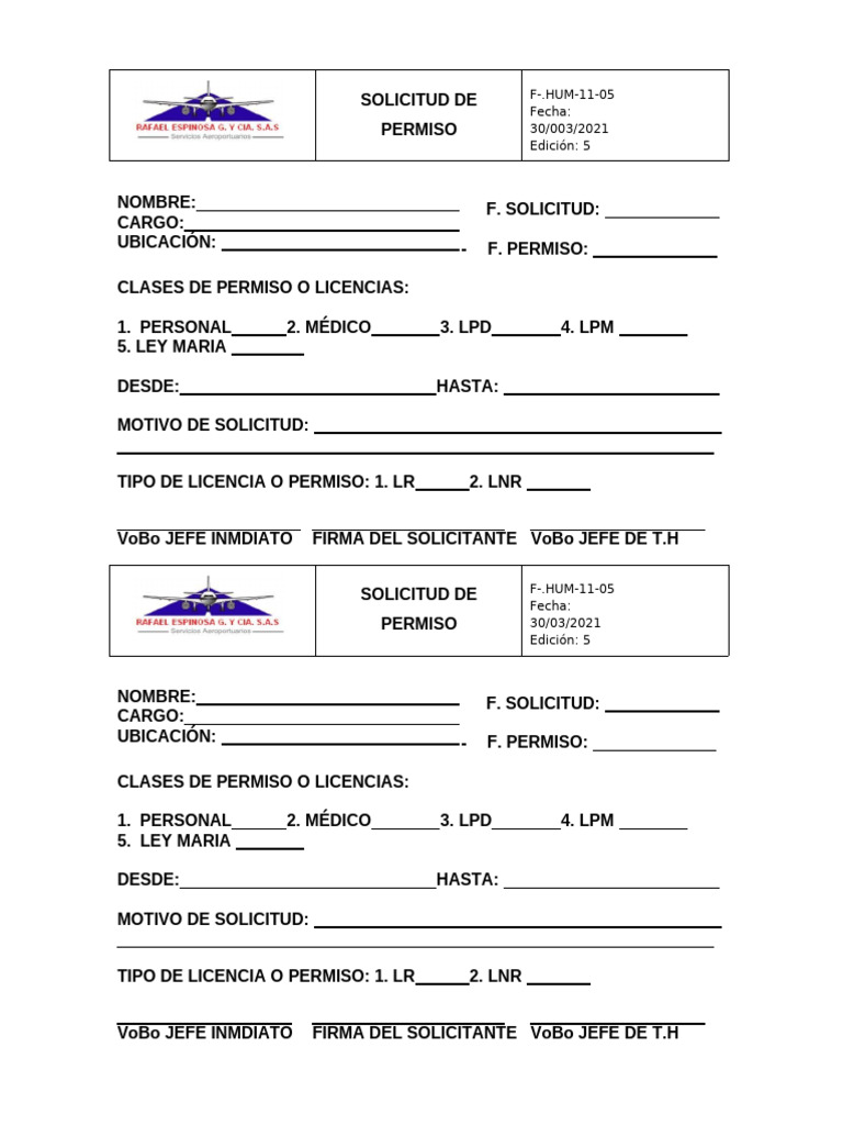 Solicitud de Permiso | PDF