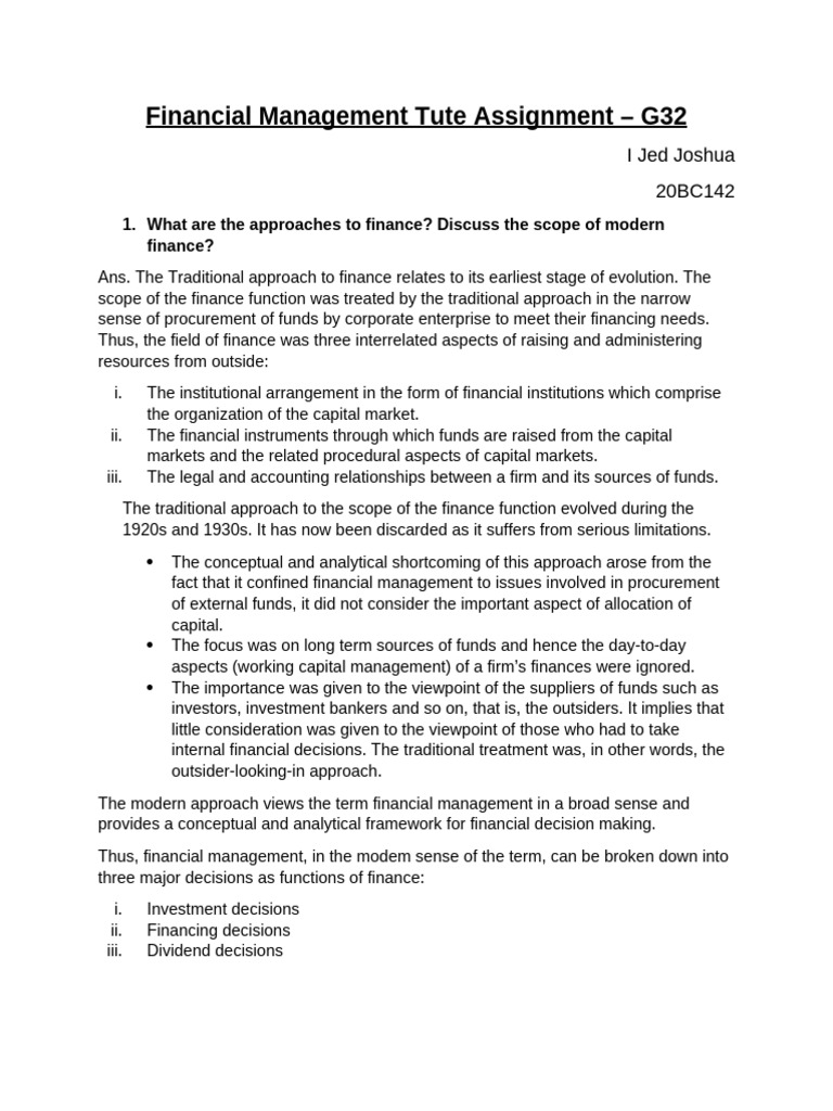 Financial Management Assignment | PDF