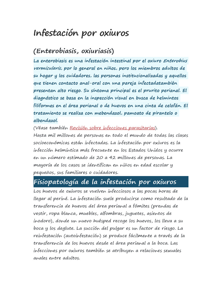 Infestación por oxiuros | PDF