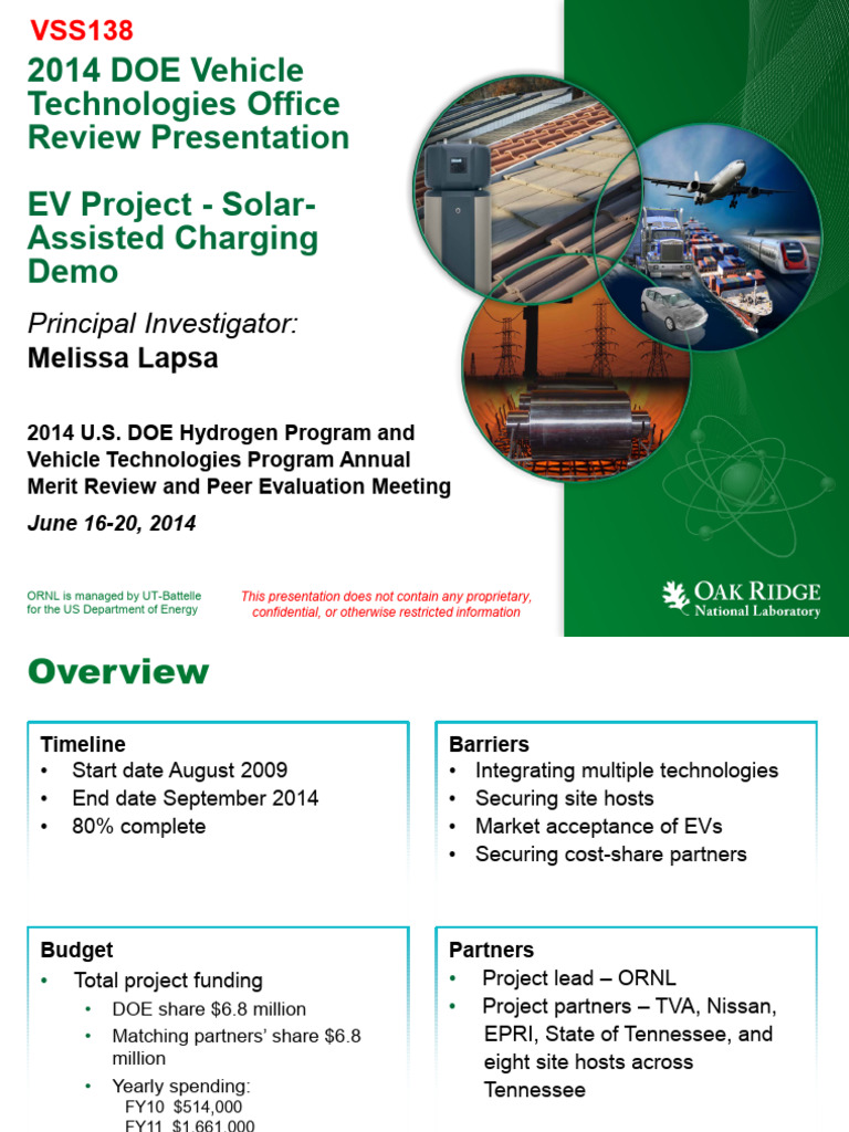 Vehicle Technologies Office Merit Review 2014 Ev Project Solar Assisted ...