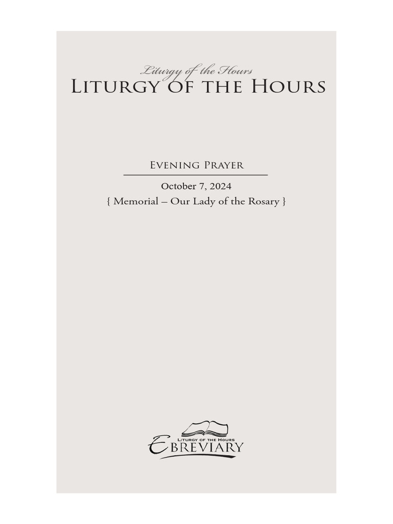 Evening Prayer - Our Lady of The Rosary | PDF