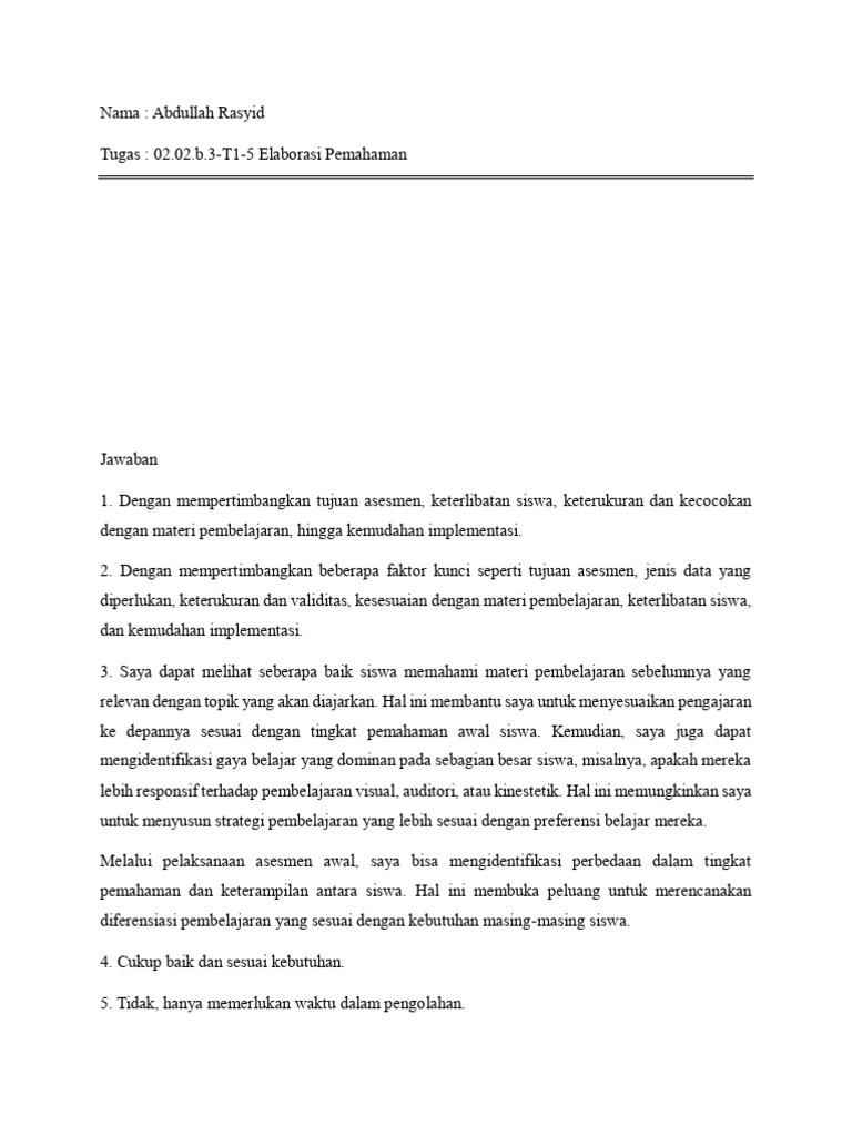 Abdullah Rasyid - 02.02.b.3-T1-5 Elaborasi Pemahaman - PPAE II | PDF