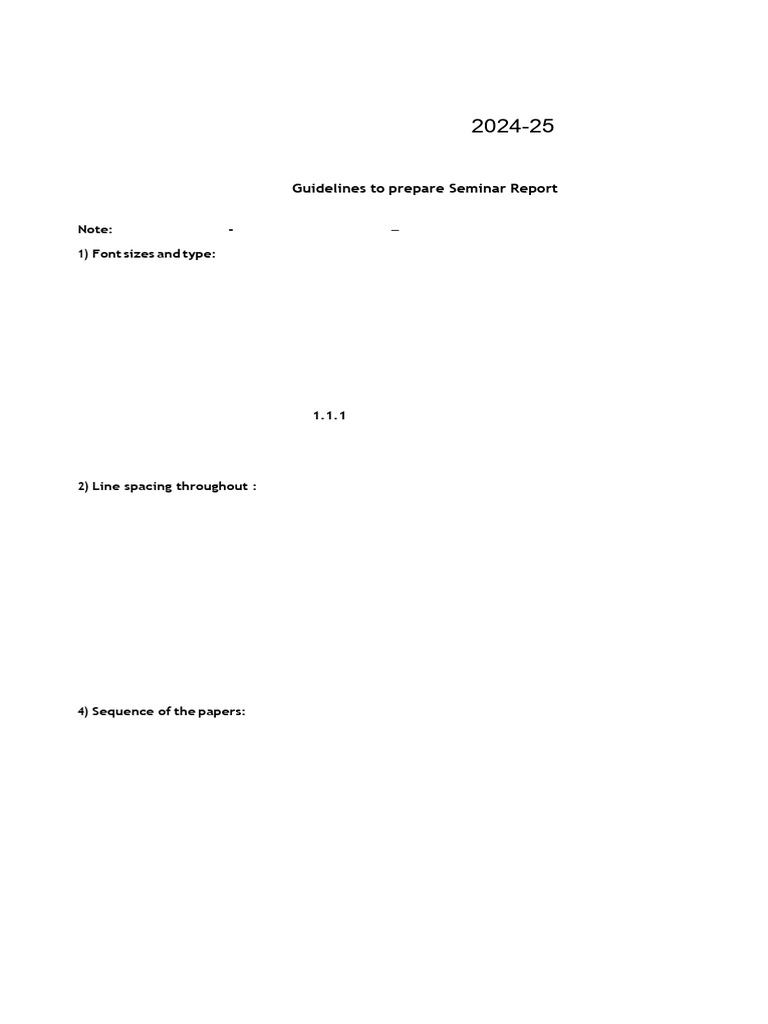 Guidelines To Prepare Seminar Report - To Be Followed | PDF
