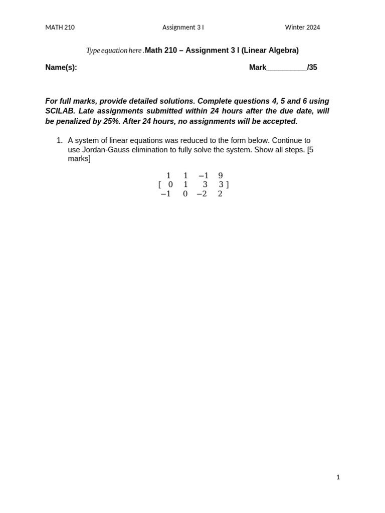 Math 210 Assignment 3 I Winter 2024 Pdf