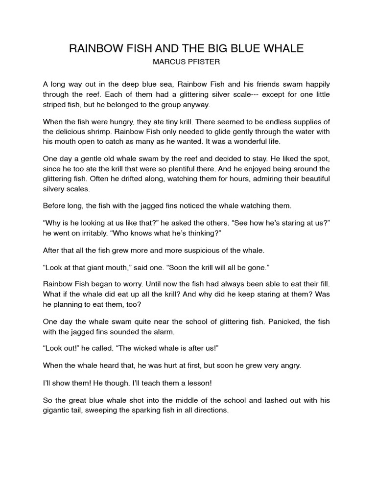 Rainbow Fish and The Big Blue Whale | PDF