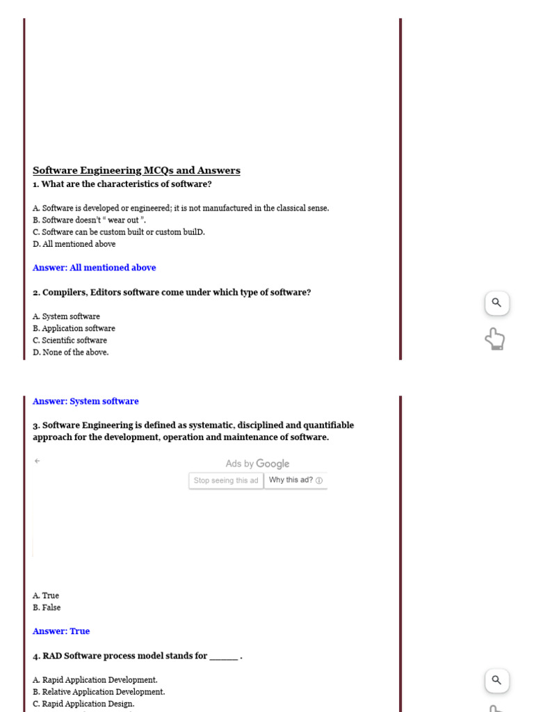 300 Software Engineering Multiple Choice Questions MCQs 2024 | PDF