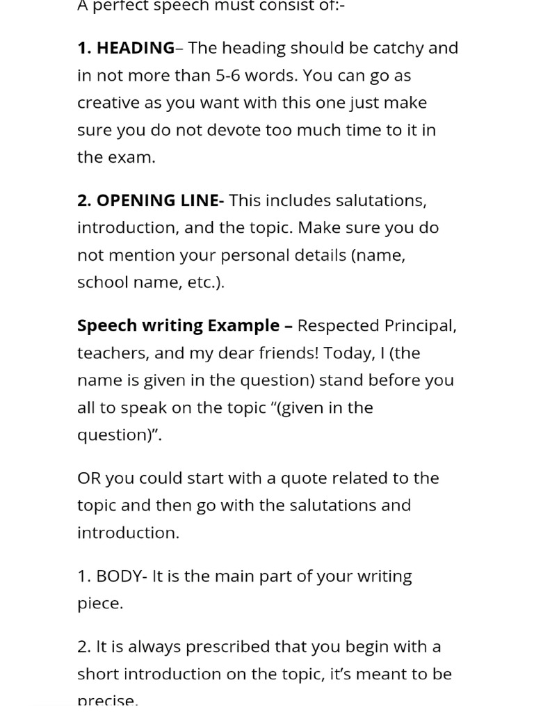 Format or Guidelines For Speech Writing | PDF