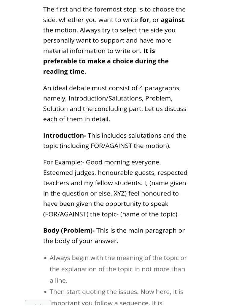 Debate Writing. | PDF