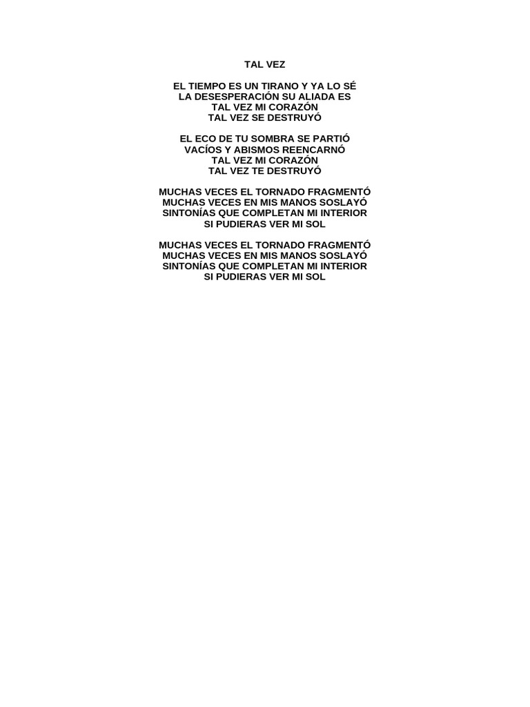 Letra Tal Vez | PDF