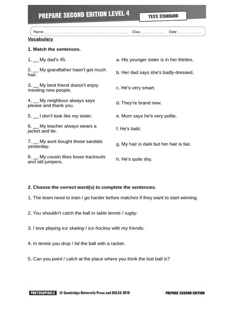 Full PRE-TT-1S Term Test 1 Standard Without Answers A | PDF