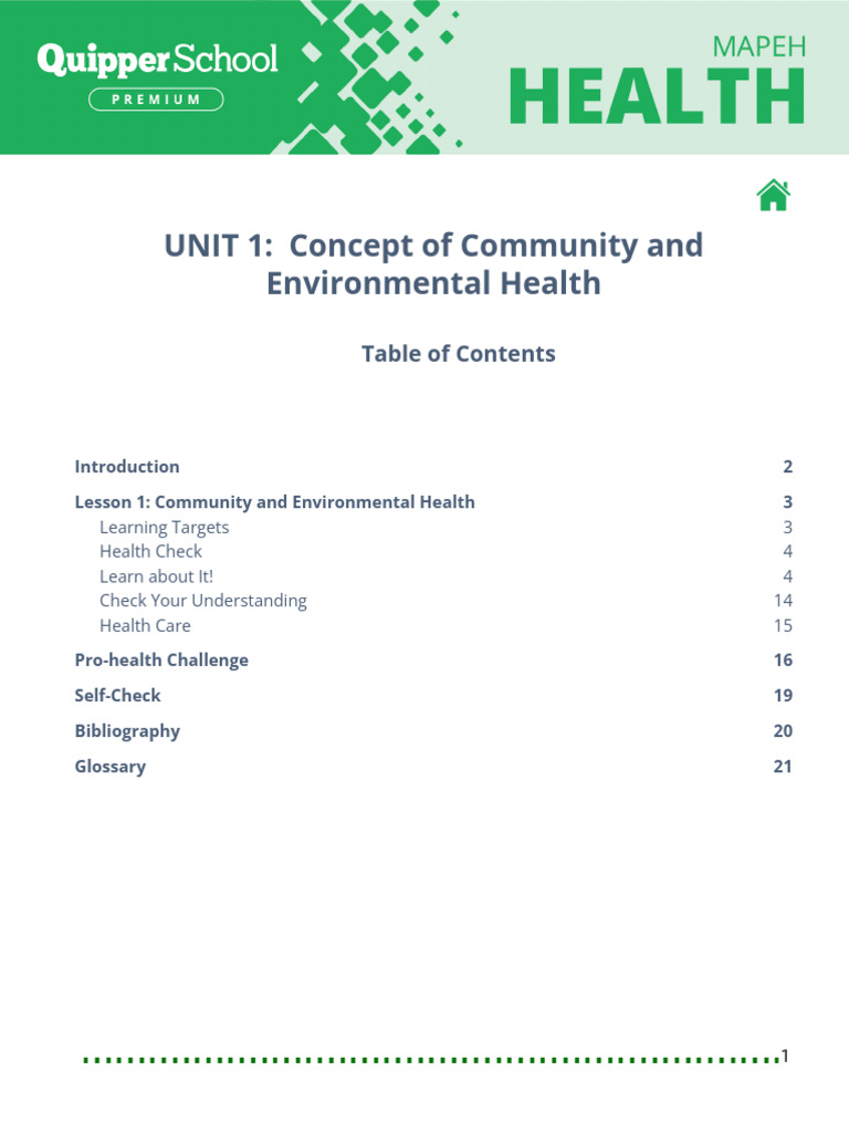 Final - Health 9.1 - Concept of Community and Environmental Health, 1 ...