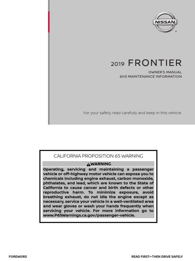 2019 Frontier Owners Manual | PDF