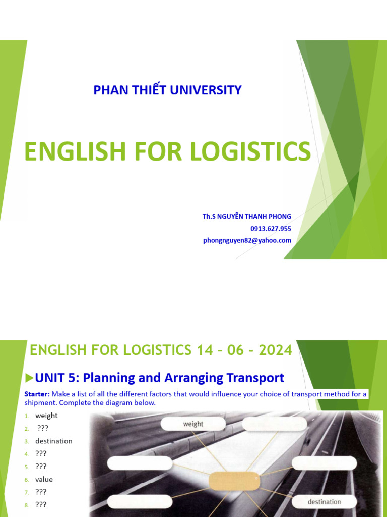 Unit 5 Planning and Arranging Transport | PDF | Cargo | Career & Growth