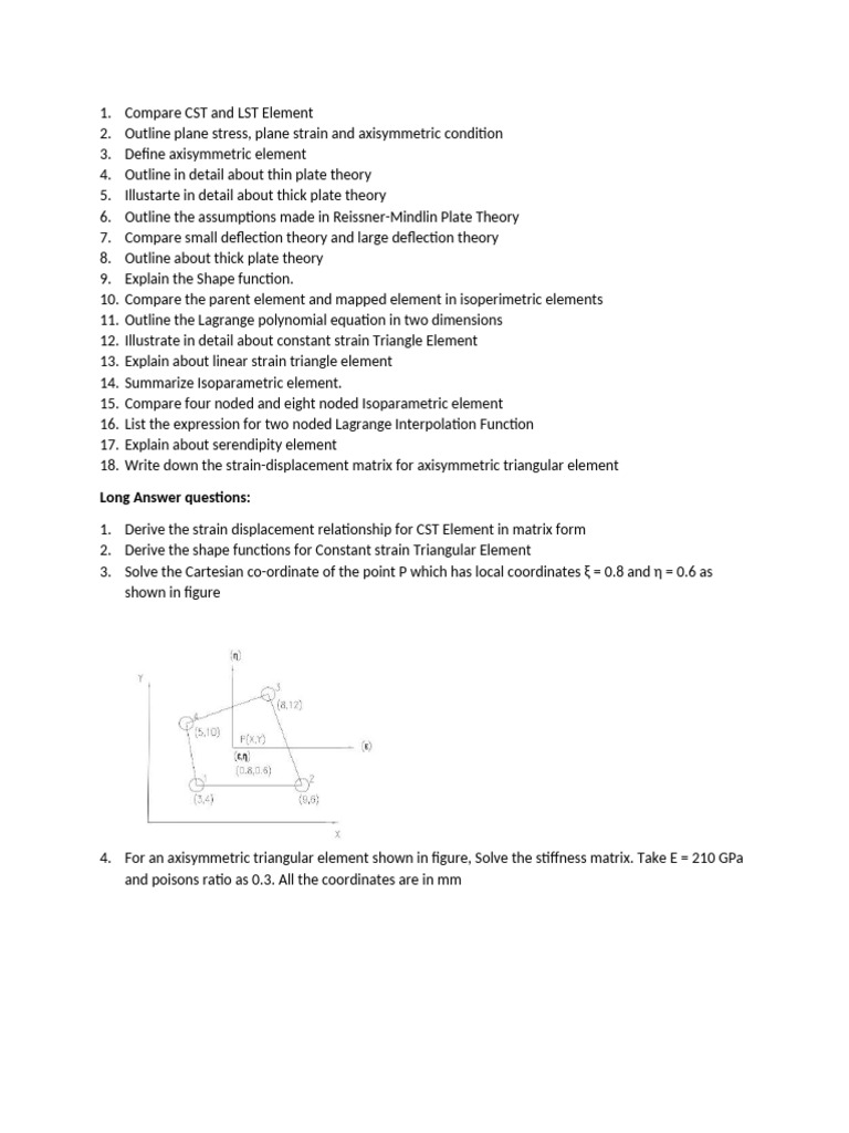 FEA Important Questions | PDF