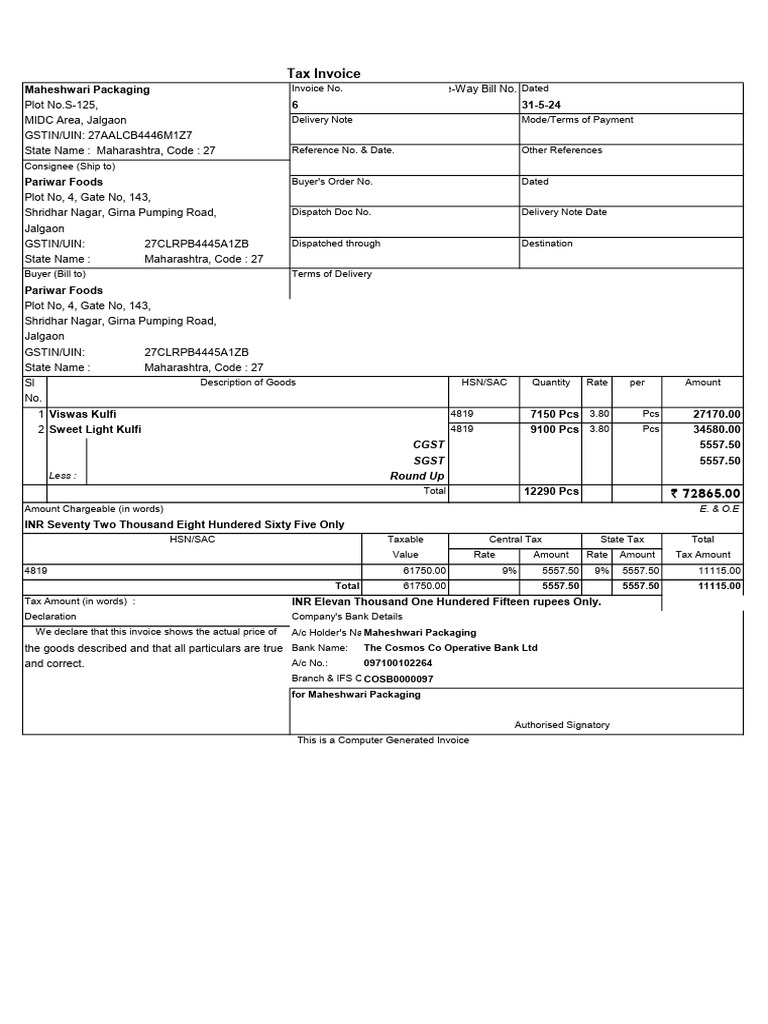 Pariwar Foods - 6 | PDF