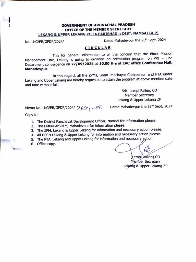 Circular for Orientation Program | PDF