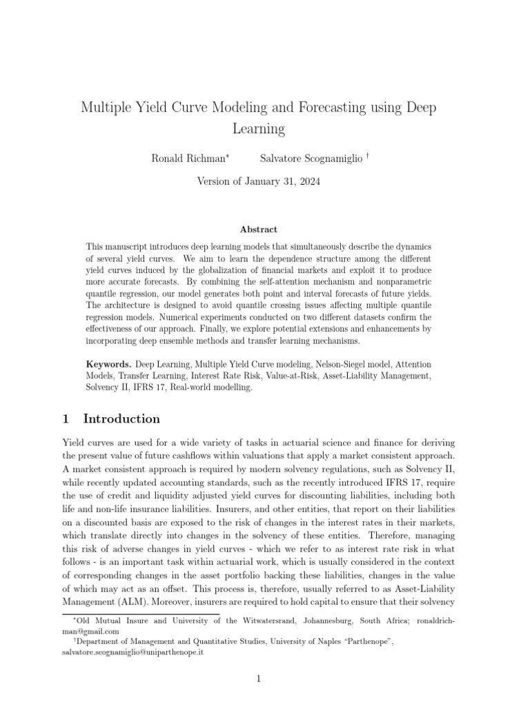 Multiple Yield Curve Modeling and Forecasting Using Deep Learning | PDF