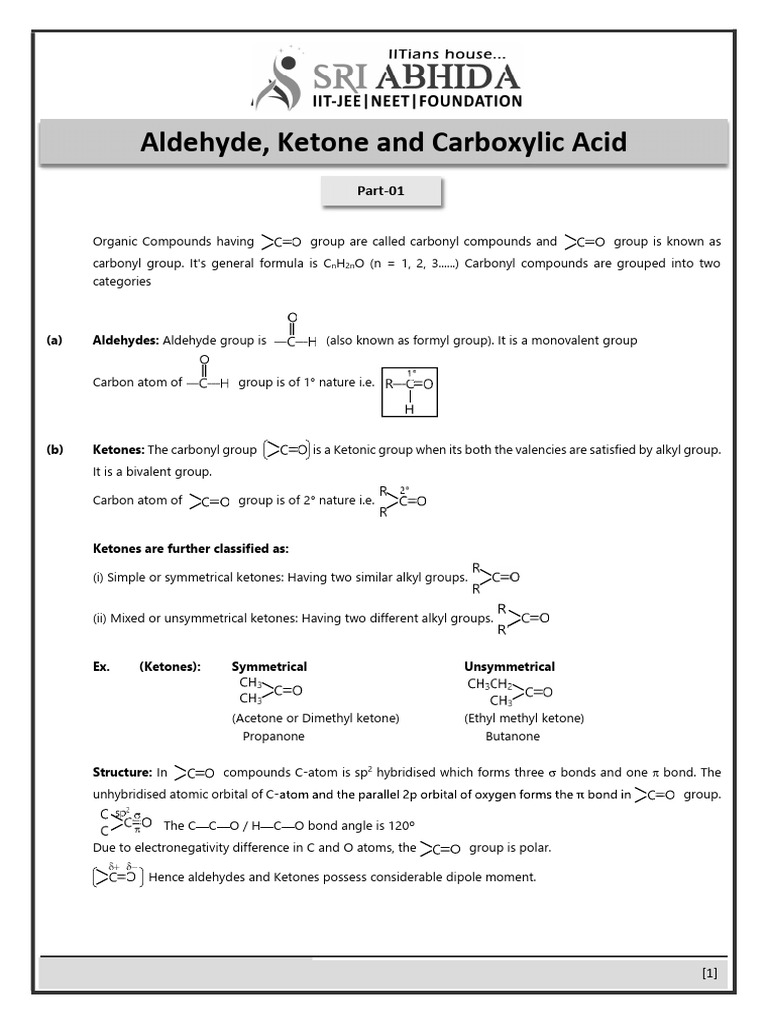Aldehyde, Ketone and Carboxylic Acid | PDF