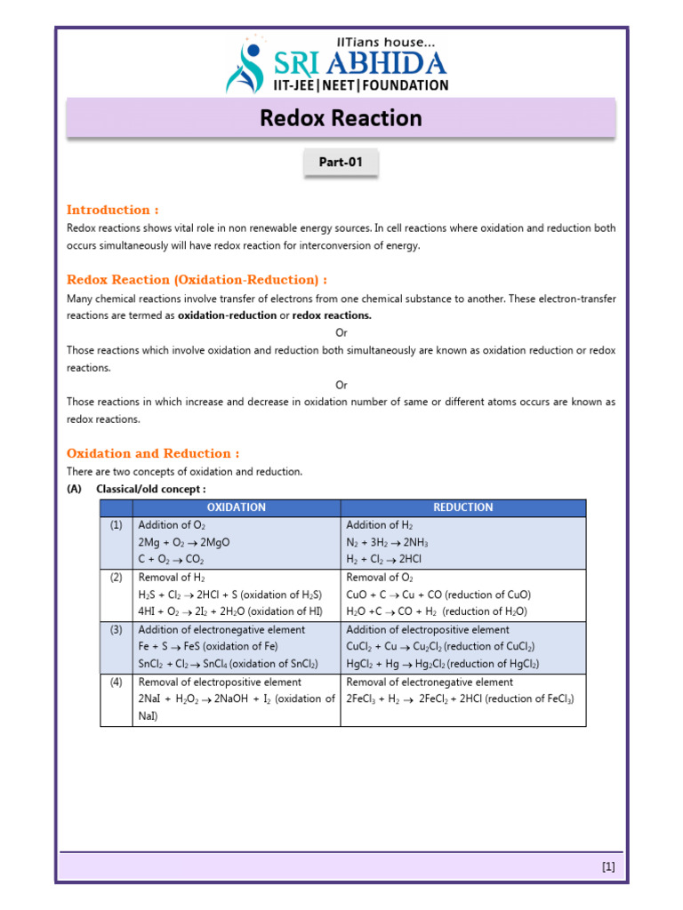 Redox Reaction | PDF