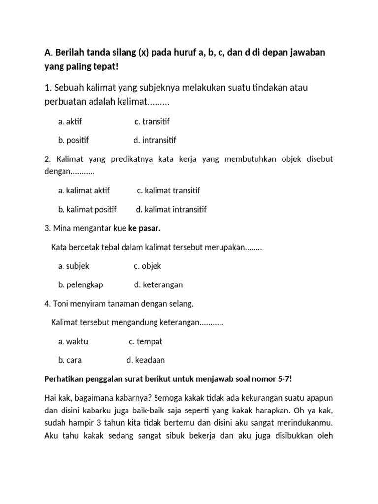 kelas 4 soal b.indo | PDF
