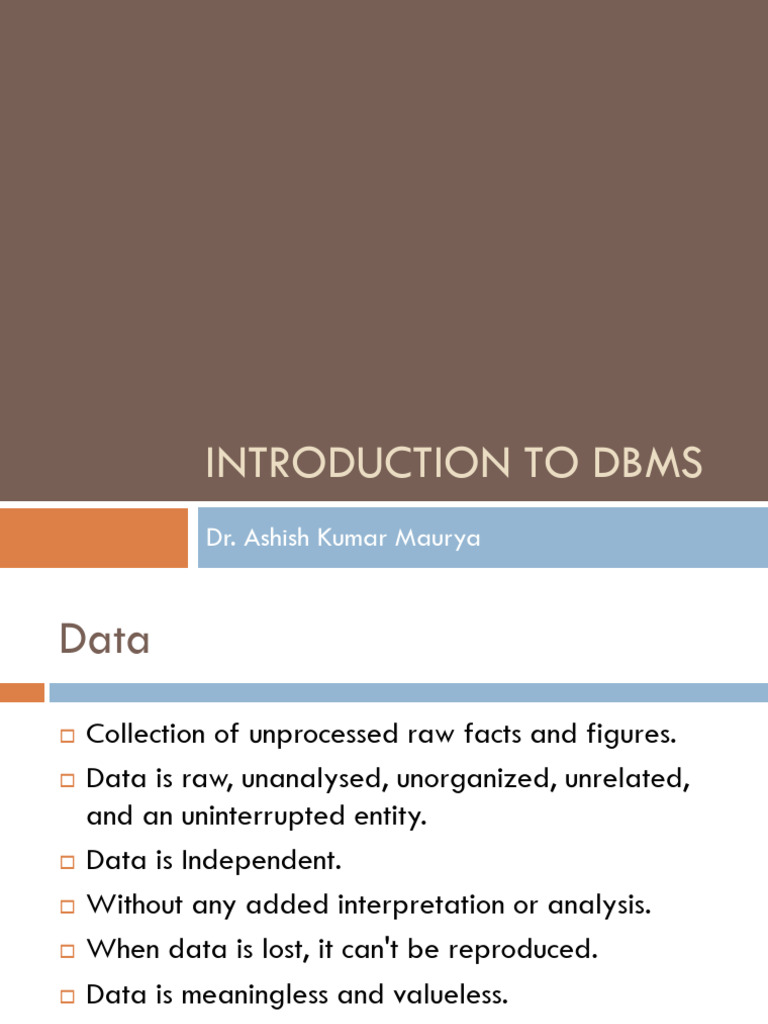 1-Introduction to DBMS | PDF