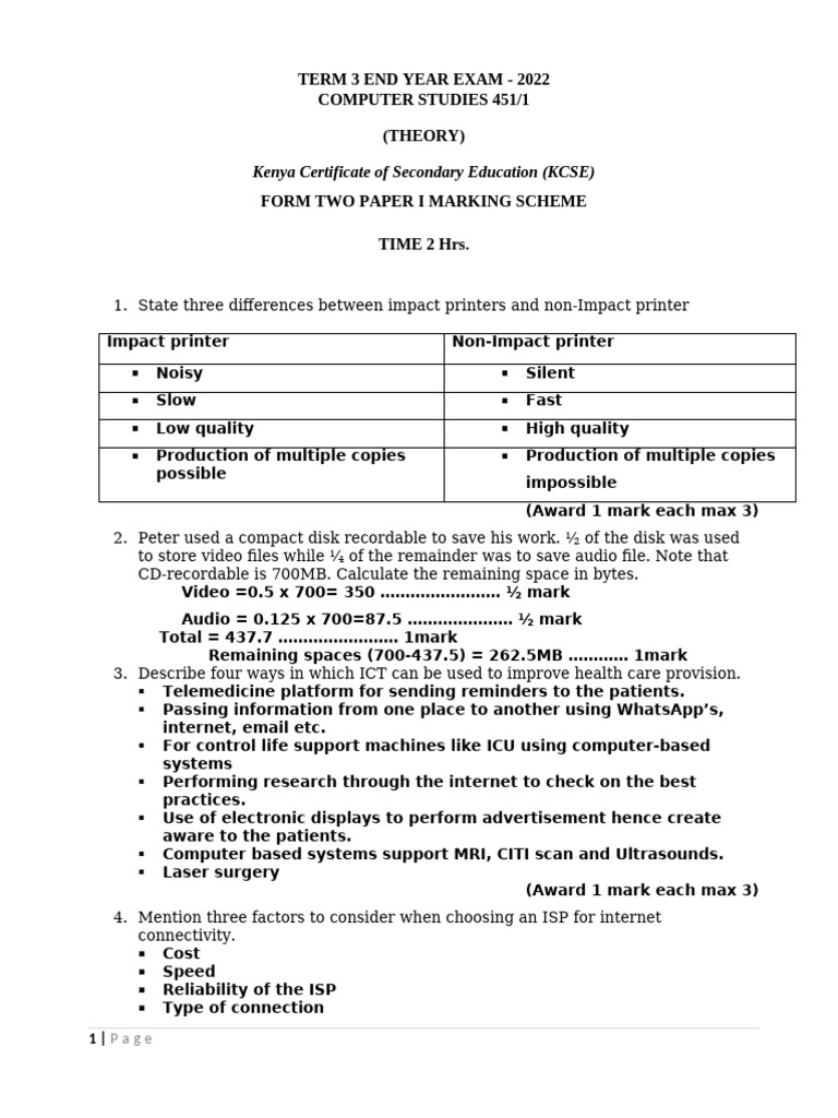 F2-COMP-Marking Schemes 1257 | PDF