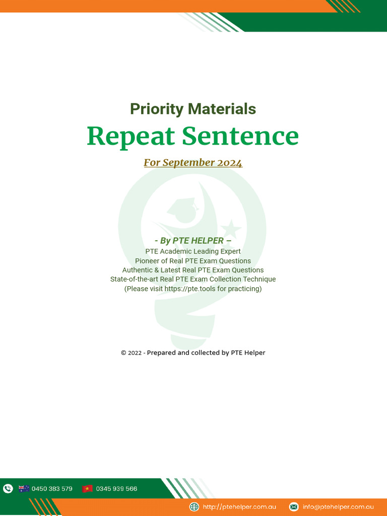 Repeat Sentence Priority Materials HELPER September 2024 | PDF