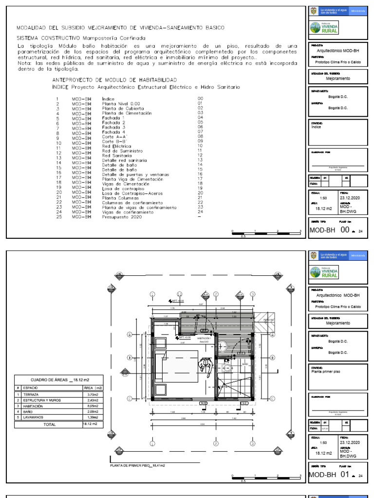 Planos Anexo 2 Planos Arquirectonicos Mod-Bh | PDF