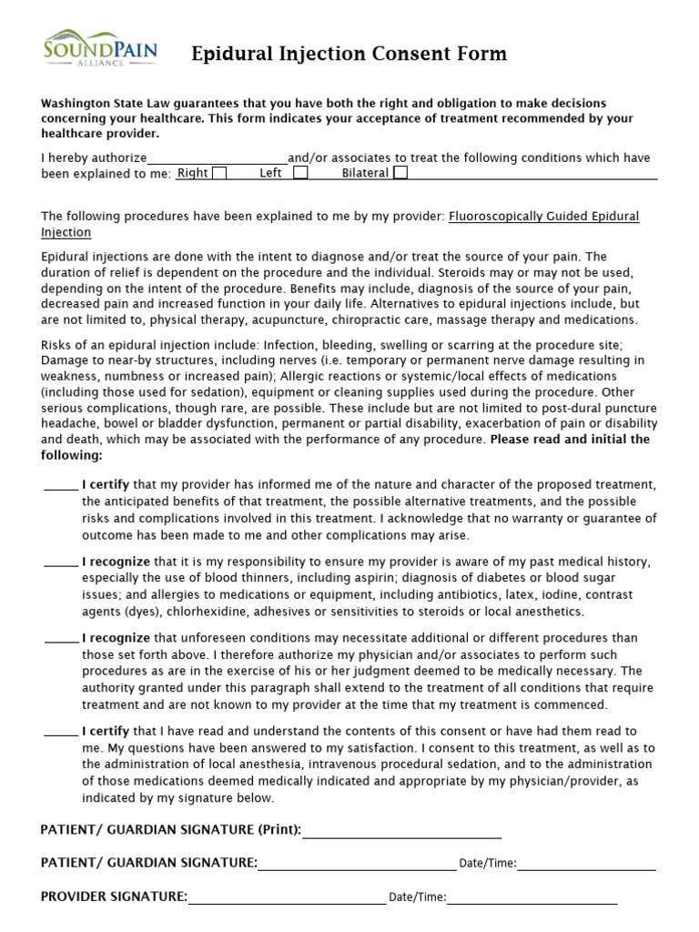 Epidural Consent Form | PDF