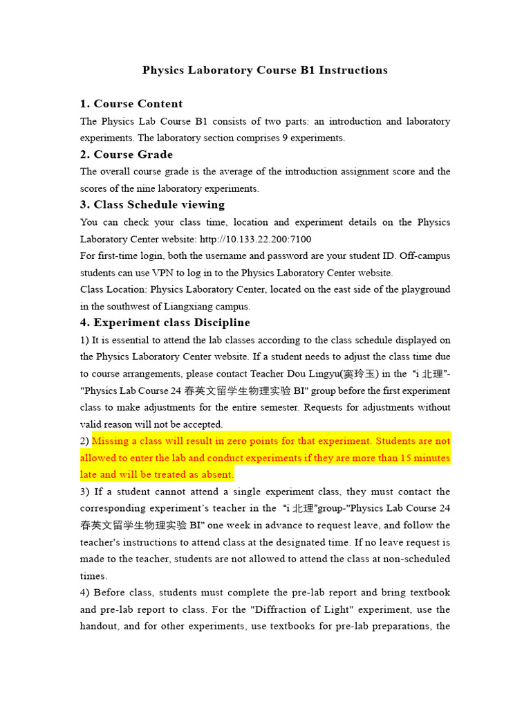 Physics Laboratory Course B1 Instructions | PDF | Career & Growth | Science & Mathematics